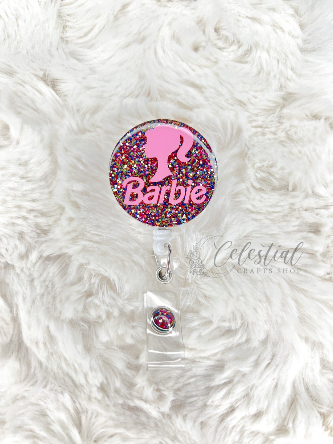 Barbie Inspired Badge Reel Glitter Barbie Badge Reel Barbie Doll ID ...