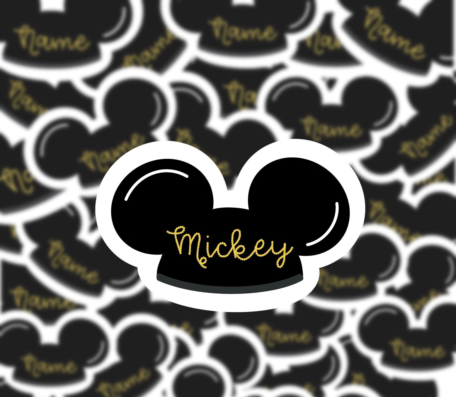 Disney Mickey Ear Hat Sticker Mickey Ear Hat with Name | Etsy