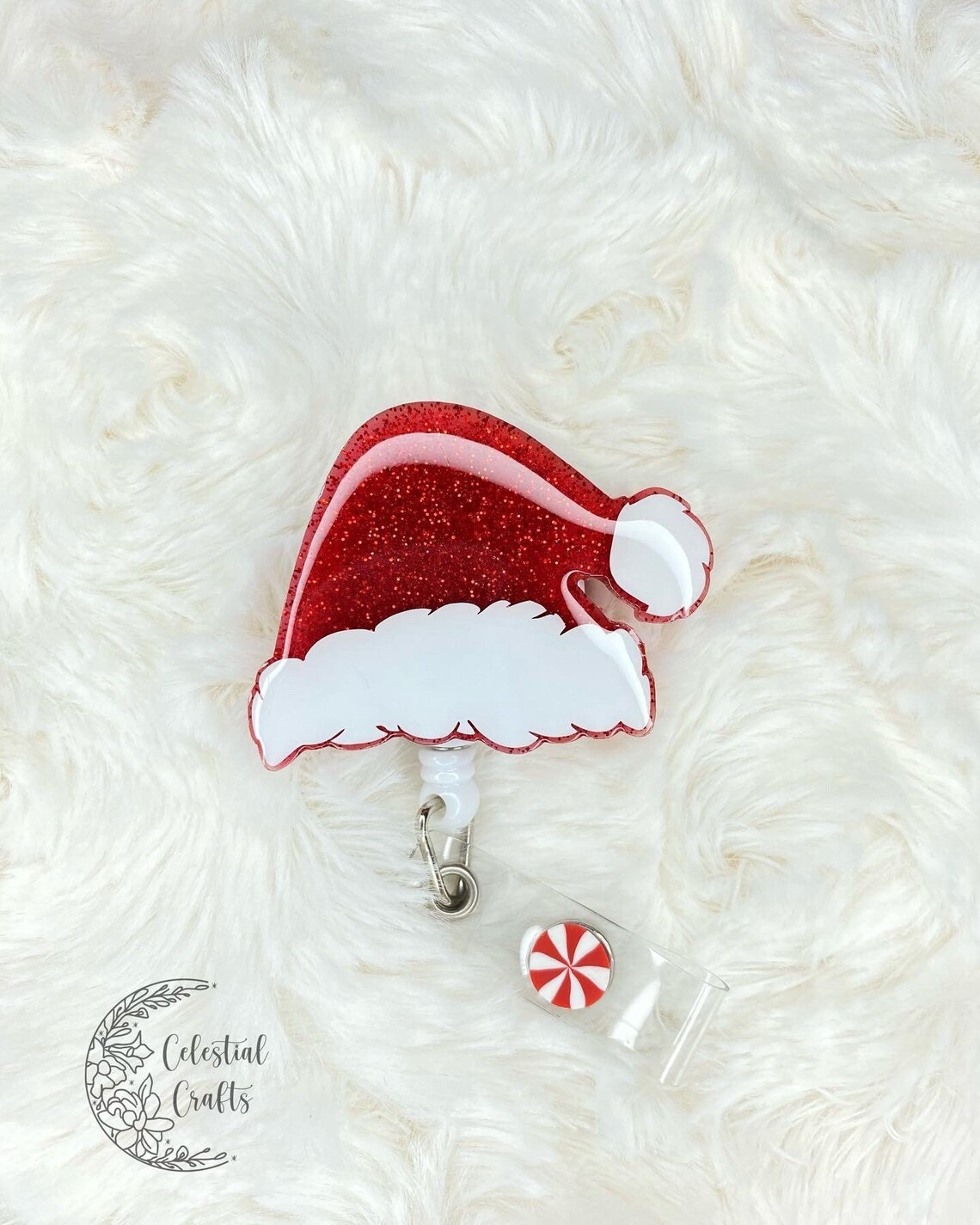 Santa Hat Badge Reel Christmas Badge Reel Santa ID Badge - Etsy