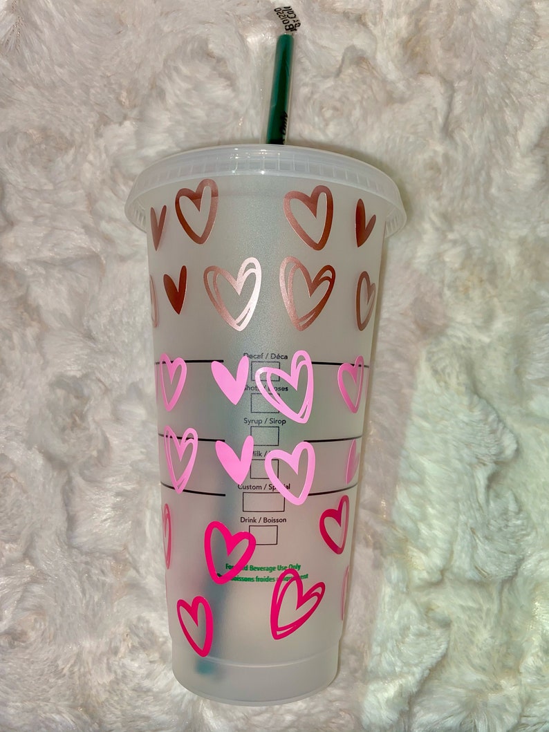 Glitter Heart Starbucks Reusable Cold Cup | Valentine Tumbler | Heart ...