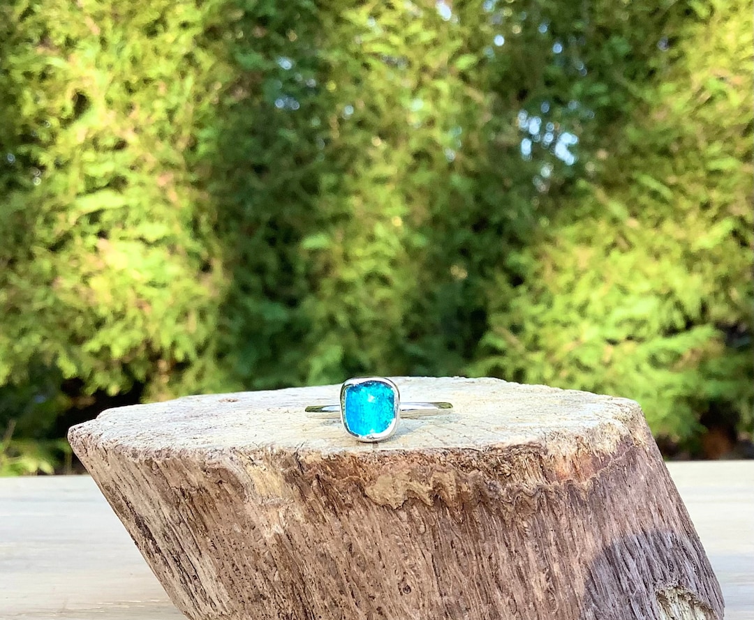 Raw Blue Apatite Sterling Silver Ring - Womens Gemstone Jewelry - Etsy
