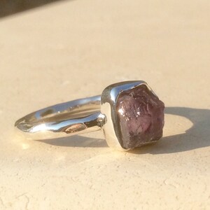 Raw Amethyst Silver Hammered Ring, Rough Natural Gemstone Ring, Natural ...