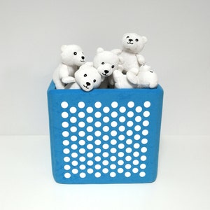 Blue Toy Storage Bin With Fun Design Print Cube Basket Organization ...