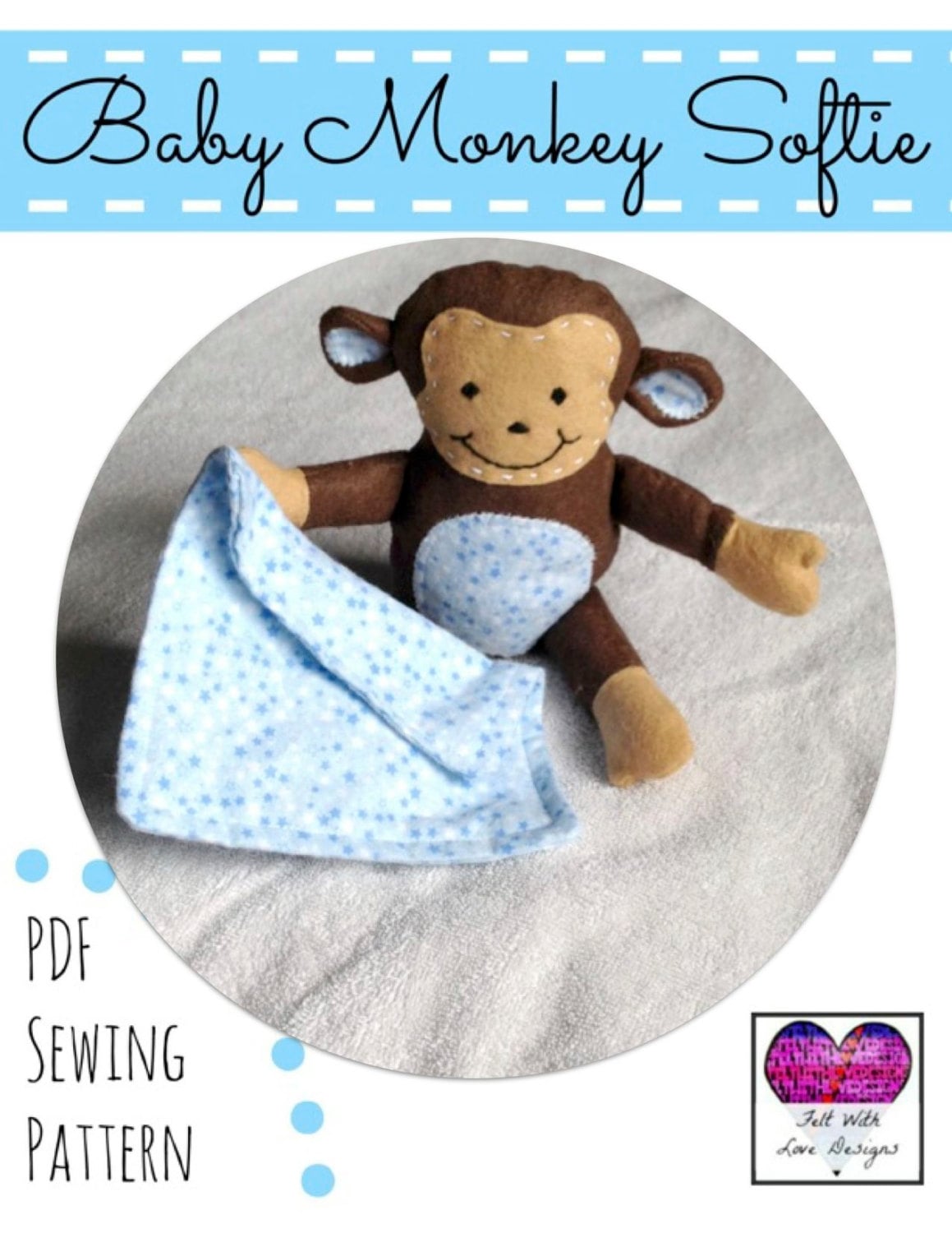 Baby Monkey Softie PDF Sewing Pattern - Etsy