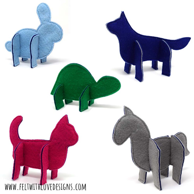 Felt Puzzle Animals PDF Sewing Pattern COMPLETE SET 7 Patterns 2 ...