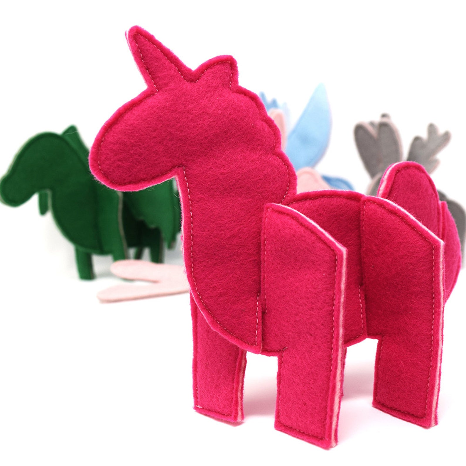 Felt 3D Puzzle Animals PDF Sewing Pattern - Set of 5 Mythical Creatures ...