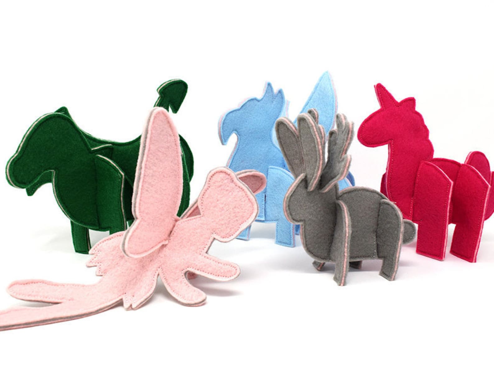 Felt 3D Puzzle Animals PDF Sewing Pattern - Set of 5 Mythical Creatures ...