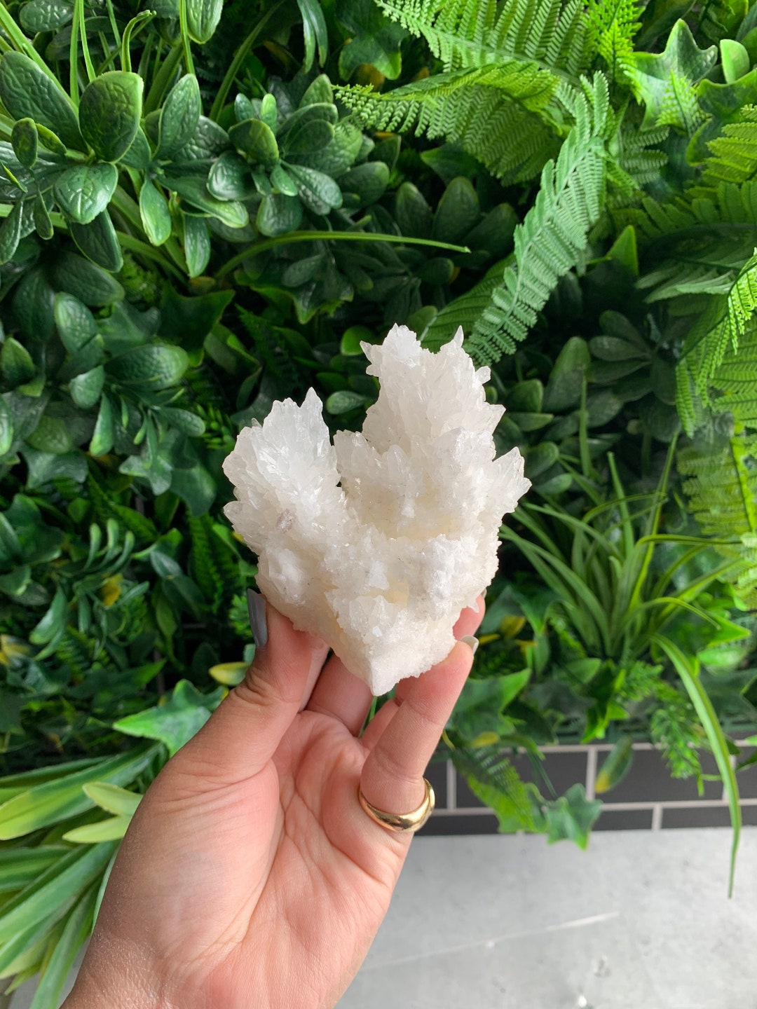 339g Sparkling White Aragonite Cluster, Cave Calcite, Dogtooth ...