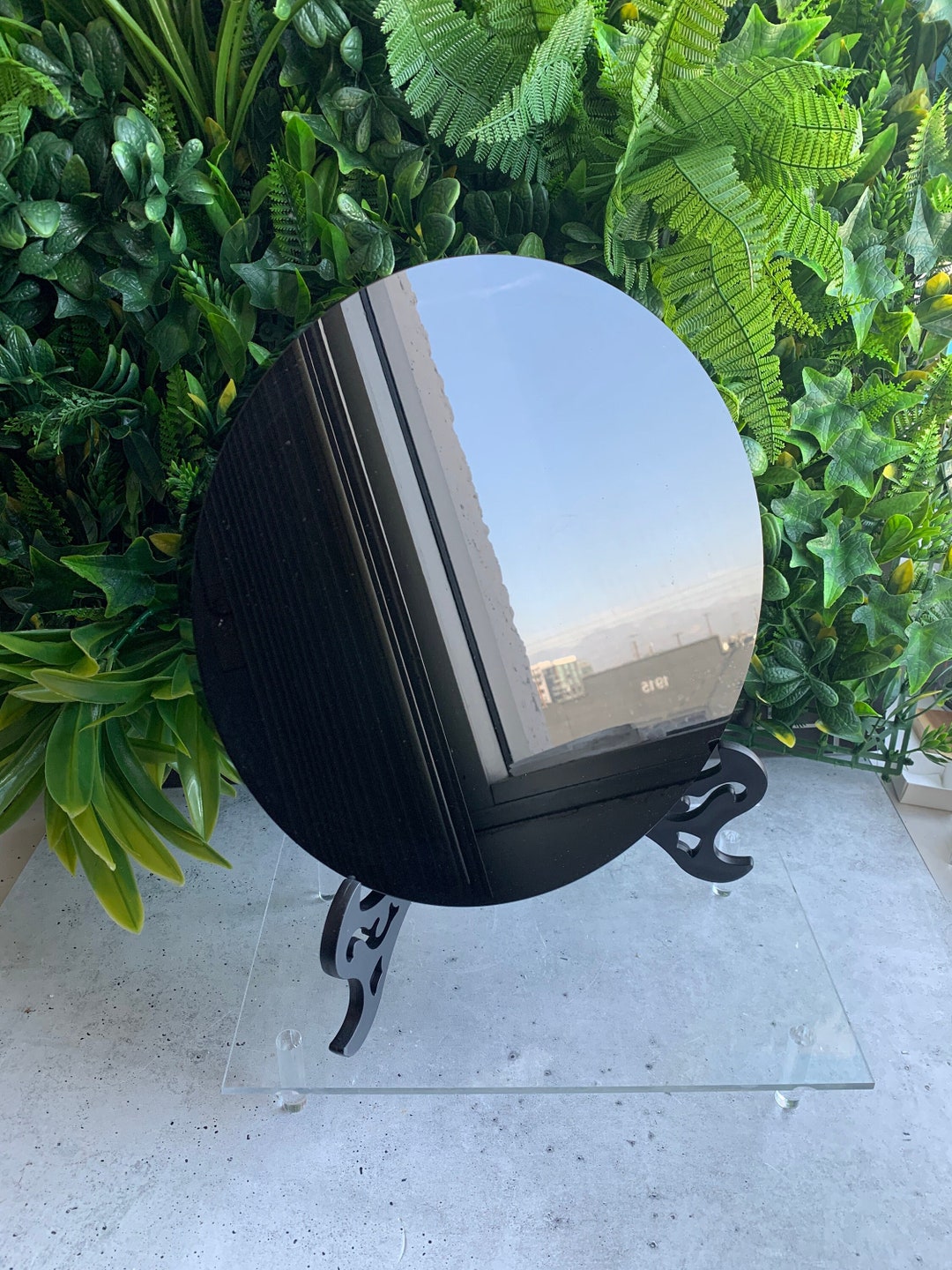 4673g XXL Black Obsidian Round Mirror, Top Quality, Gloss Polish ...