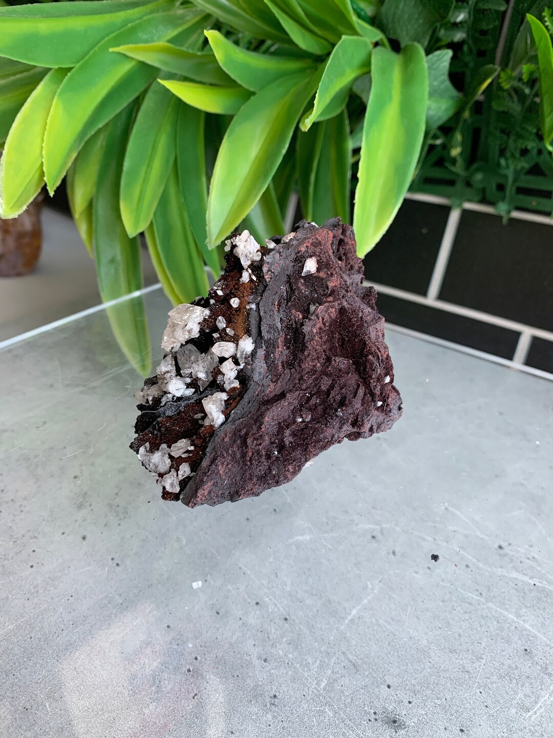 186g Black Siderite Specimen With Double Terminated Calcite Points ...