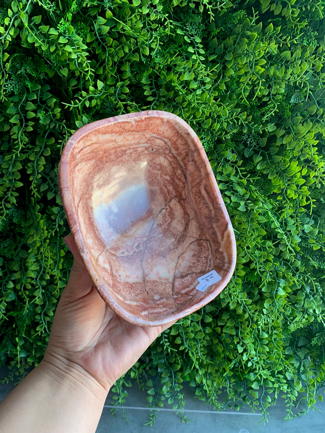 525g Beautiful Red Banded Calcite Bowl, Jewelry Bowl, Decoration Only ...