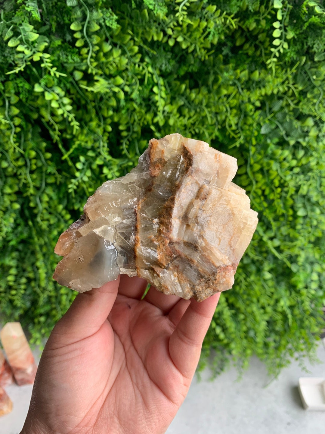 346g Green Banded Calcite Raw Freeform, Raw Stone, Stone of Grounding ...