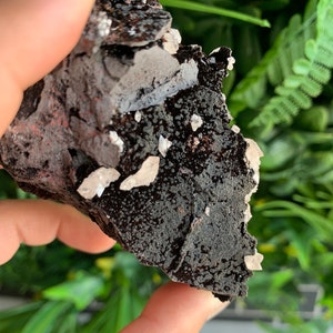 186g Black Siderite Specimen With Double Terminated Calcite Points ...