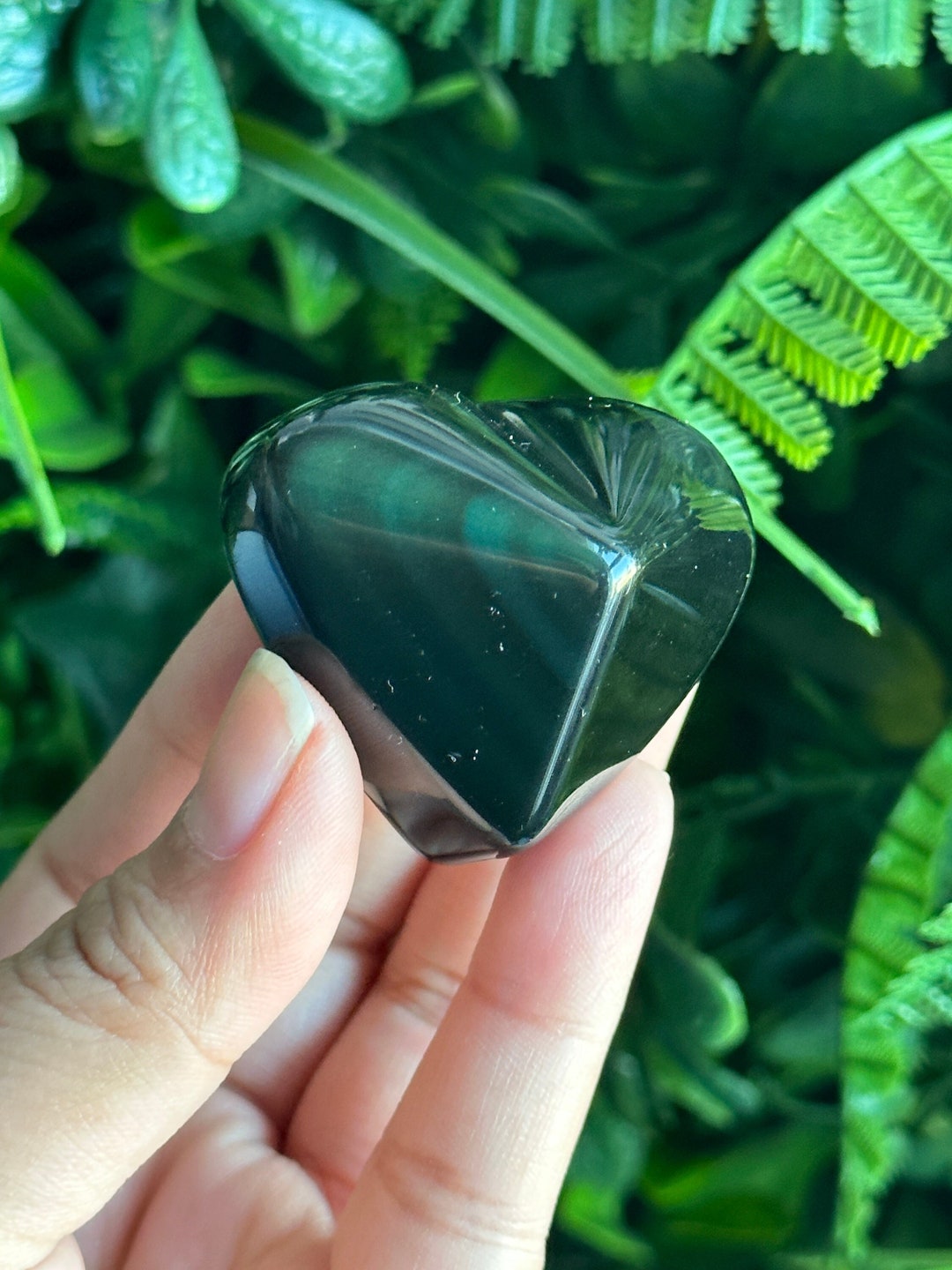 53g Rainbow Obsidian Heart Freeform, Green Sparkling Flash, Q, High ...