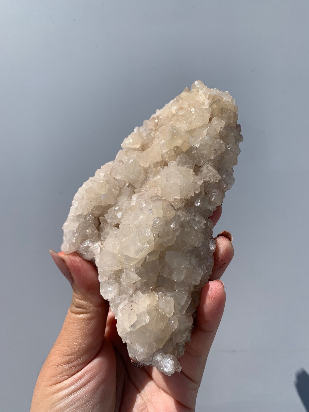 433g Pale Yellow "triangle" Calcite Cluster on Red Matrix, Stone of ...