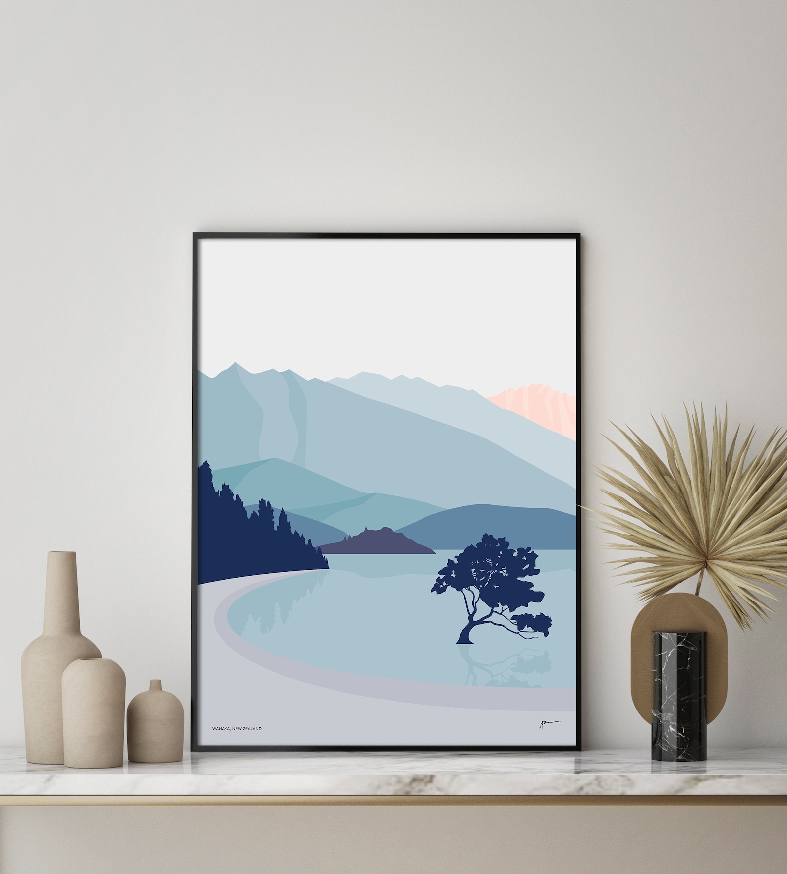 Wanaka Tree New Zealand Art Print. Modern Abstract Landscape - Etsy