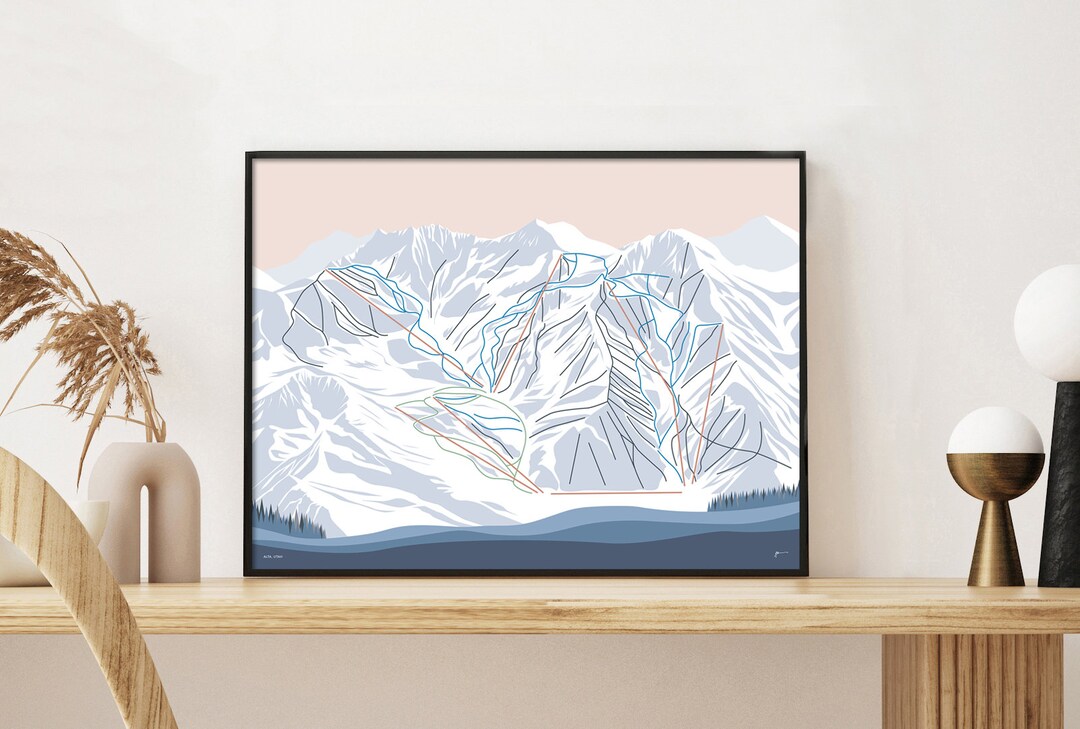 Alta Utah Ski Trail Map Art Print: Mountain Home Decor - Etsy