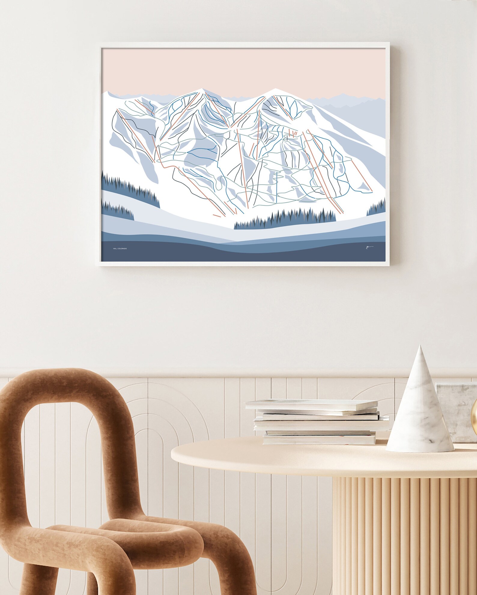 VAIL Colorado. Mountain Ski Trail Map Wall Art Print. by - Etsy