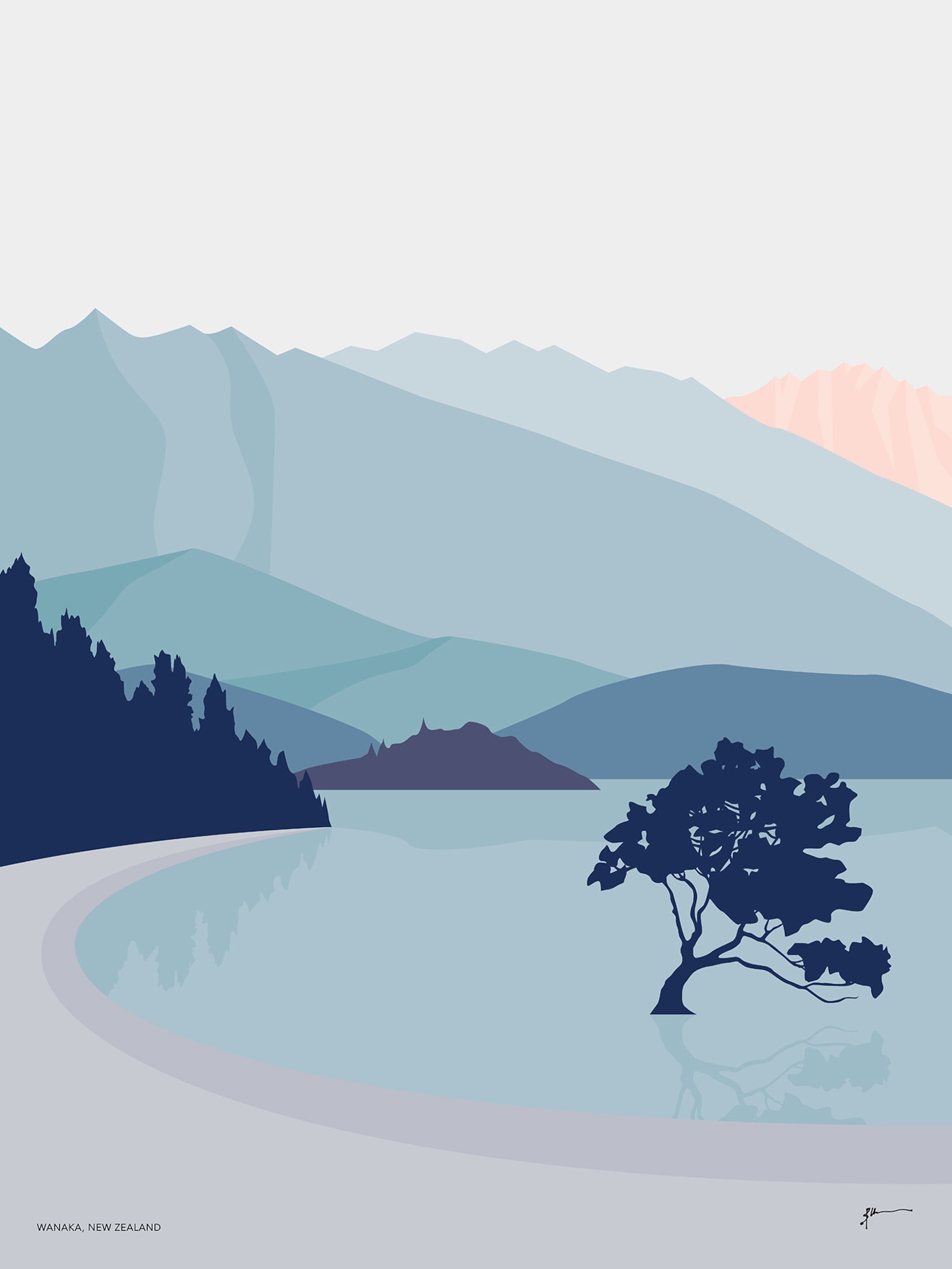 Wanaka Tree New Zealand Art Print. Modern Abstract Landscape - Etsy