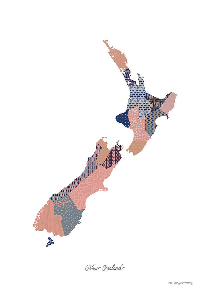 Map of New Zealand Modern Art Print. NZ Canvasframed or - Etsy