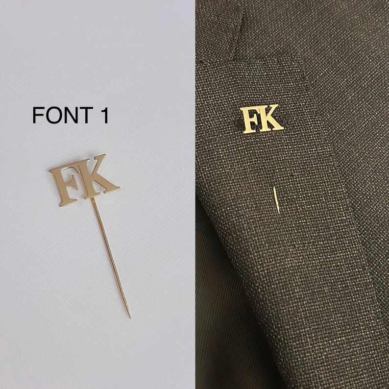 14k Gold Personalized Initial Lapel Pin: Custom Suit Pin - Etsy