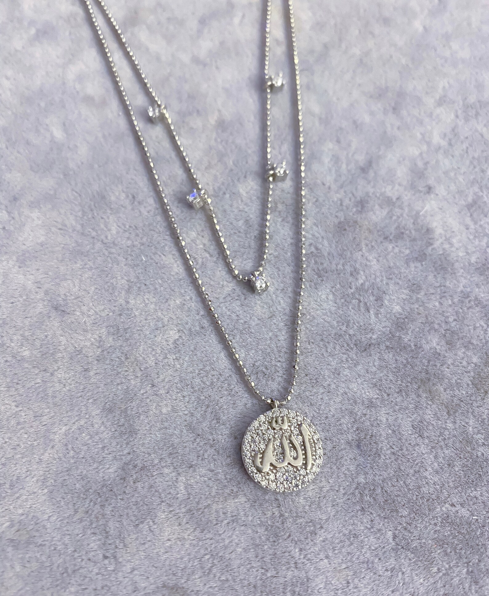Allah Name Symbol Disc Necklace Zircon Allah Necklace Muslim | Etsy