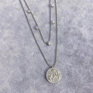 Allah Name Symbol Disc Necklace, Zircon Allah Necklace, Muslim Pendant ...