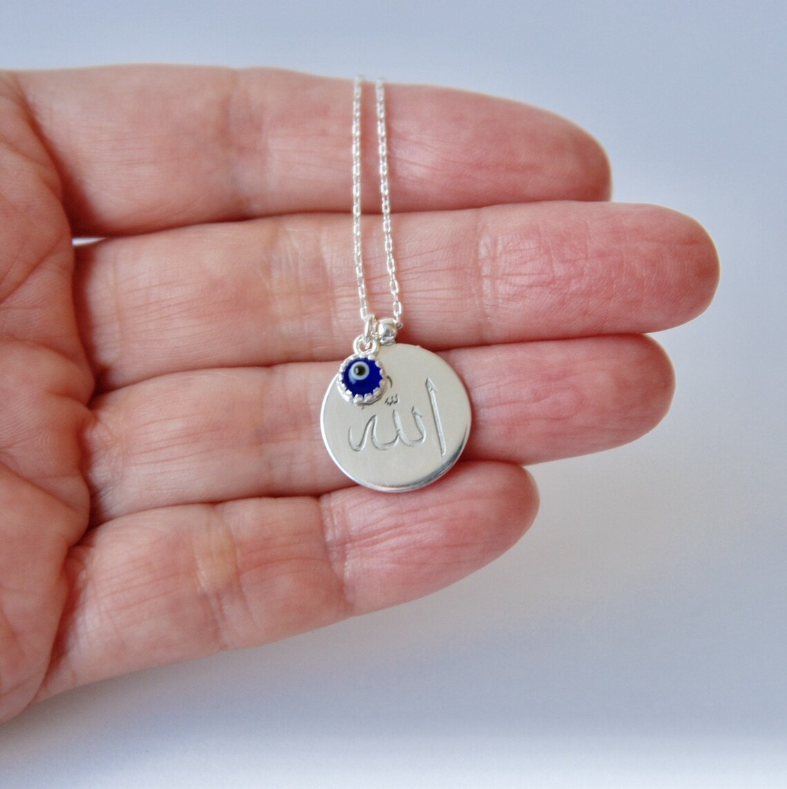 Islamic God Name Plate Necklace, Holy Arabic Allah Pendant, Faith ...