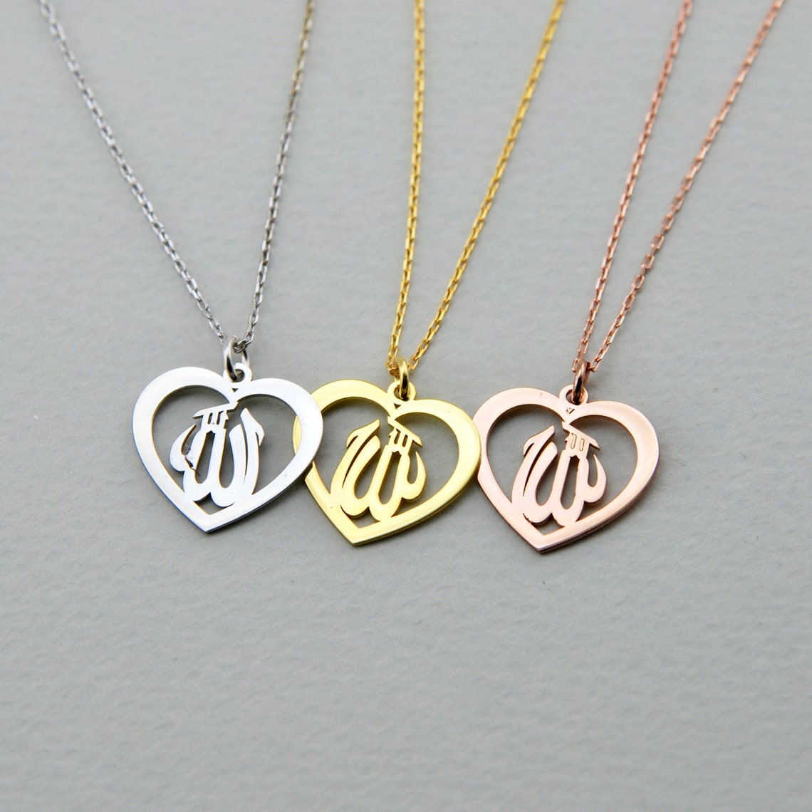 Heart and God Name Symbol Necklace Allah Necklace Muslim | Etsy