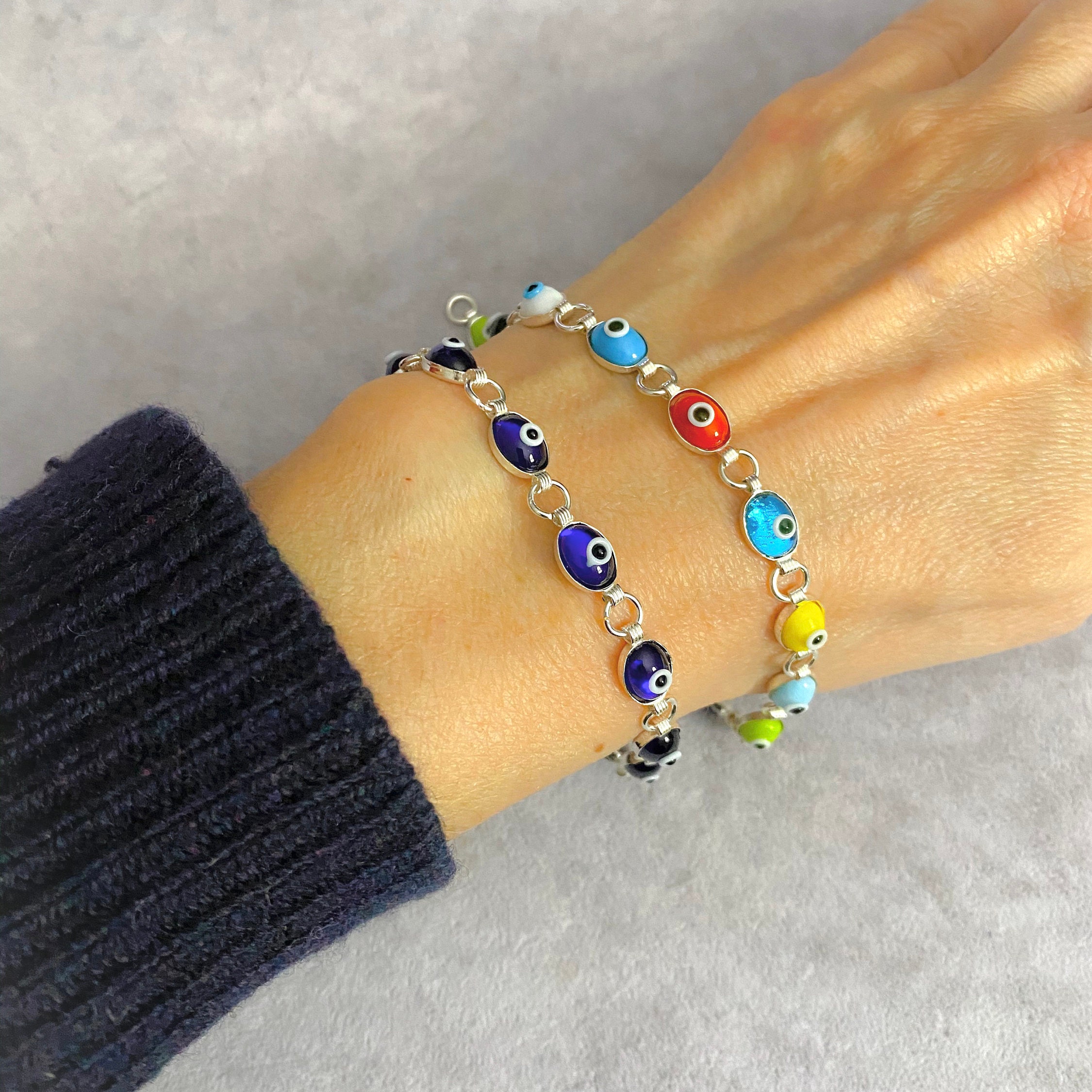 Colorful Evileye Bracelet Evil Eye Metal Work 925 Sterling | Etsy