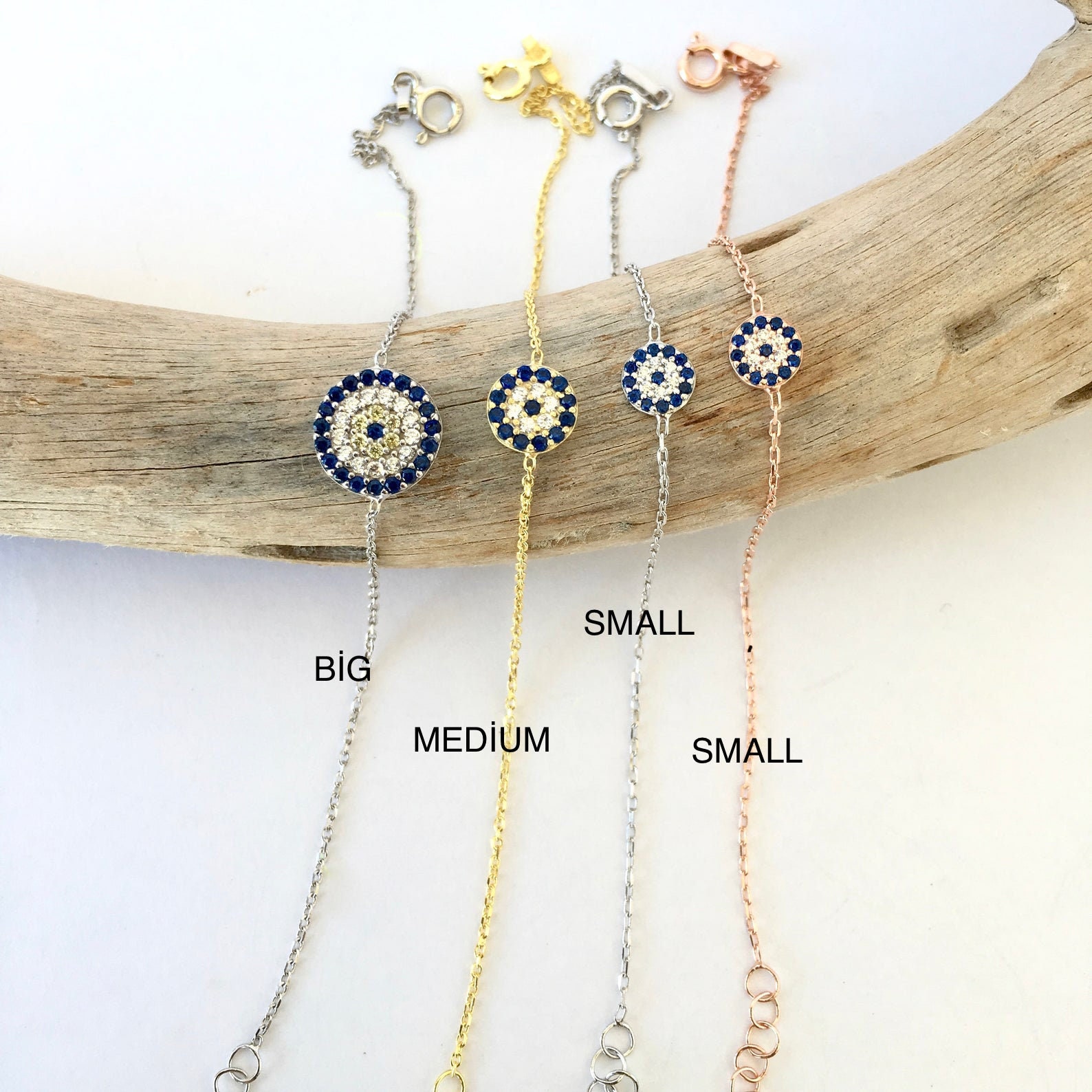 Evil Eye Disc Blue Sapphire Bracelet Minimal Evil Eye | Etsy