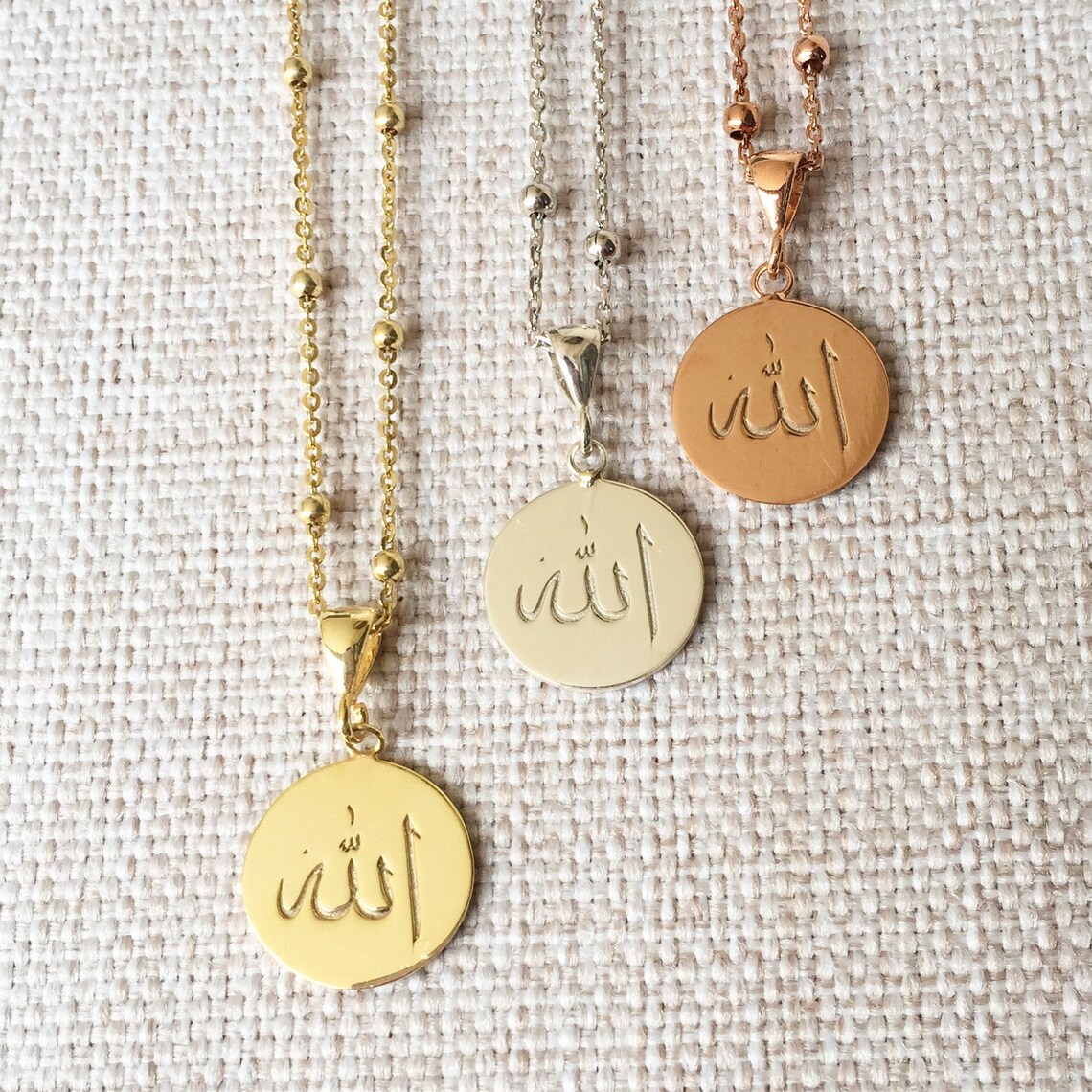 Muslim Allah Name Plate Necklace, Holy Arabic Allah Pendant, Faith ...
