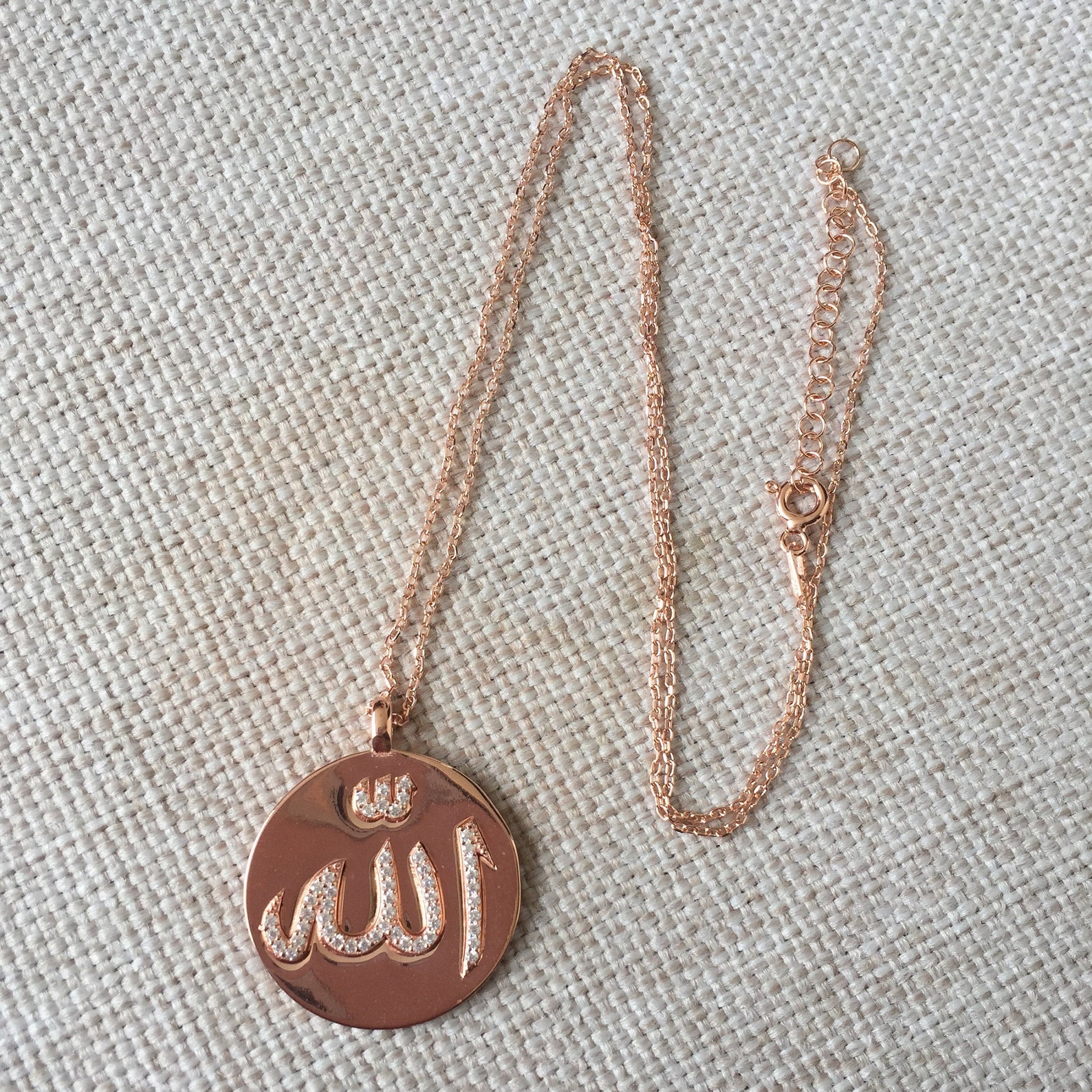 God Name Symbol Disc Necklace Zircon Allah Necklace Muslim | Etsy