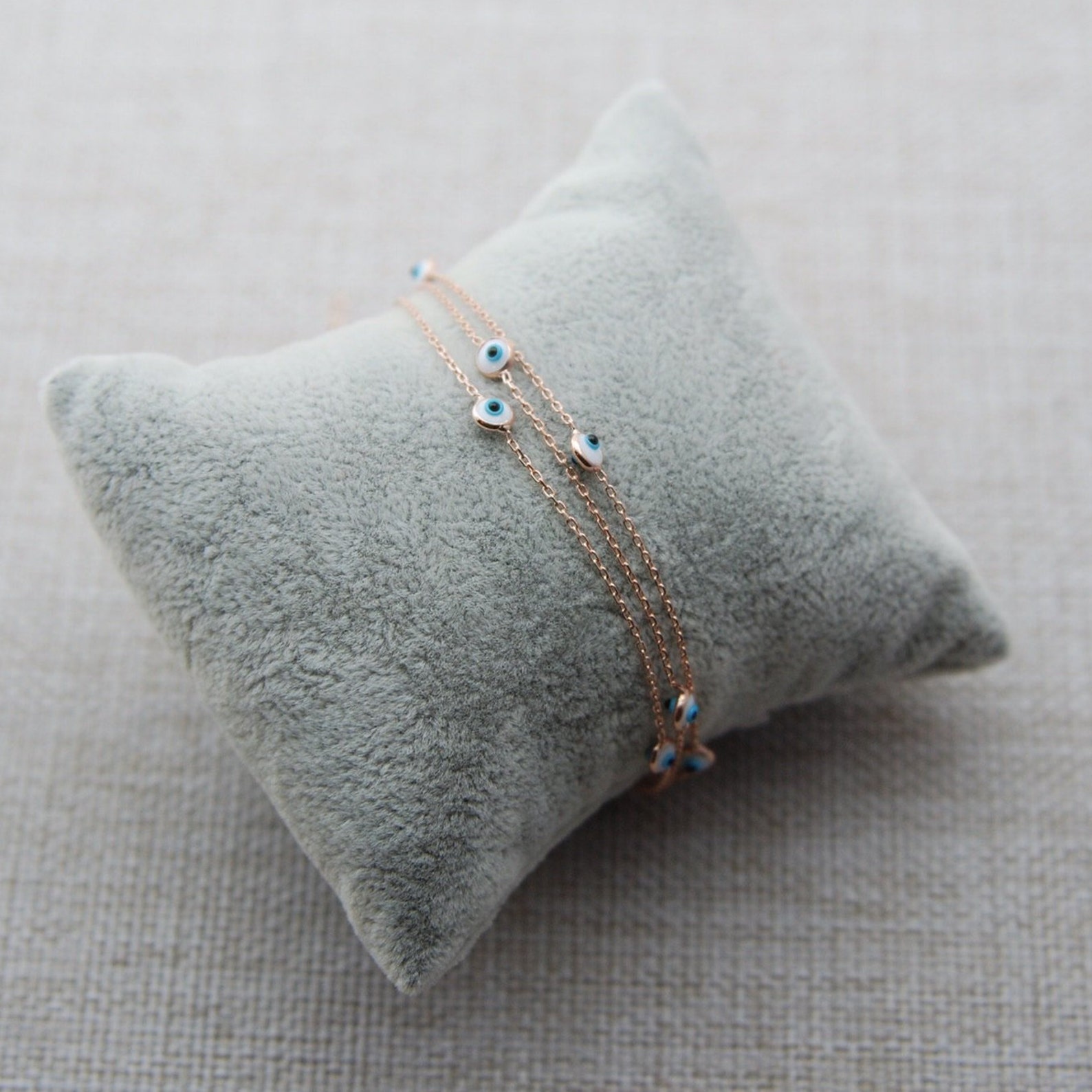 Mixed Color Triple Chain Evil Eye Beads Chain Bracelet 925 - Etsy