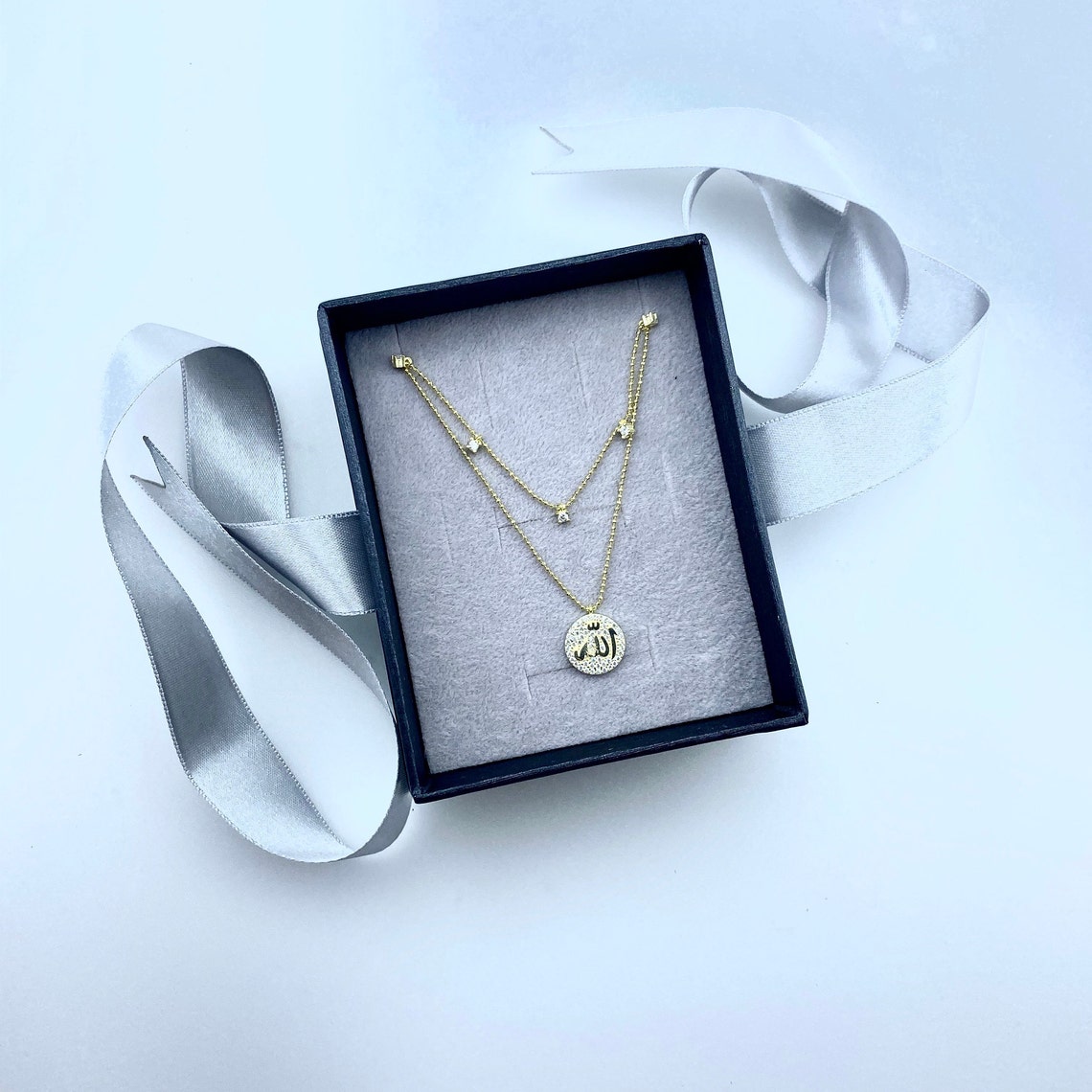 Allah Name Symbol Disc Necklace Zircon Allah Necklace Muslim | Etsy