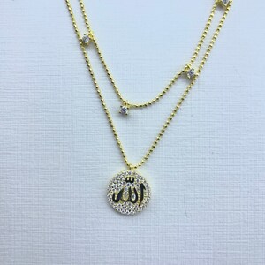 Allah Name Symbol Disc Necklace, Zircon Allah Necklace, Muslim Pendant ...
