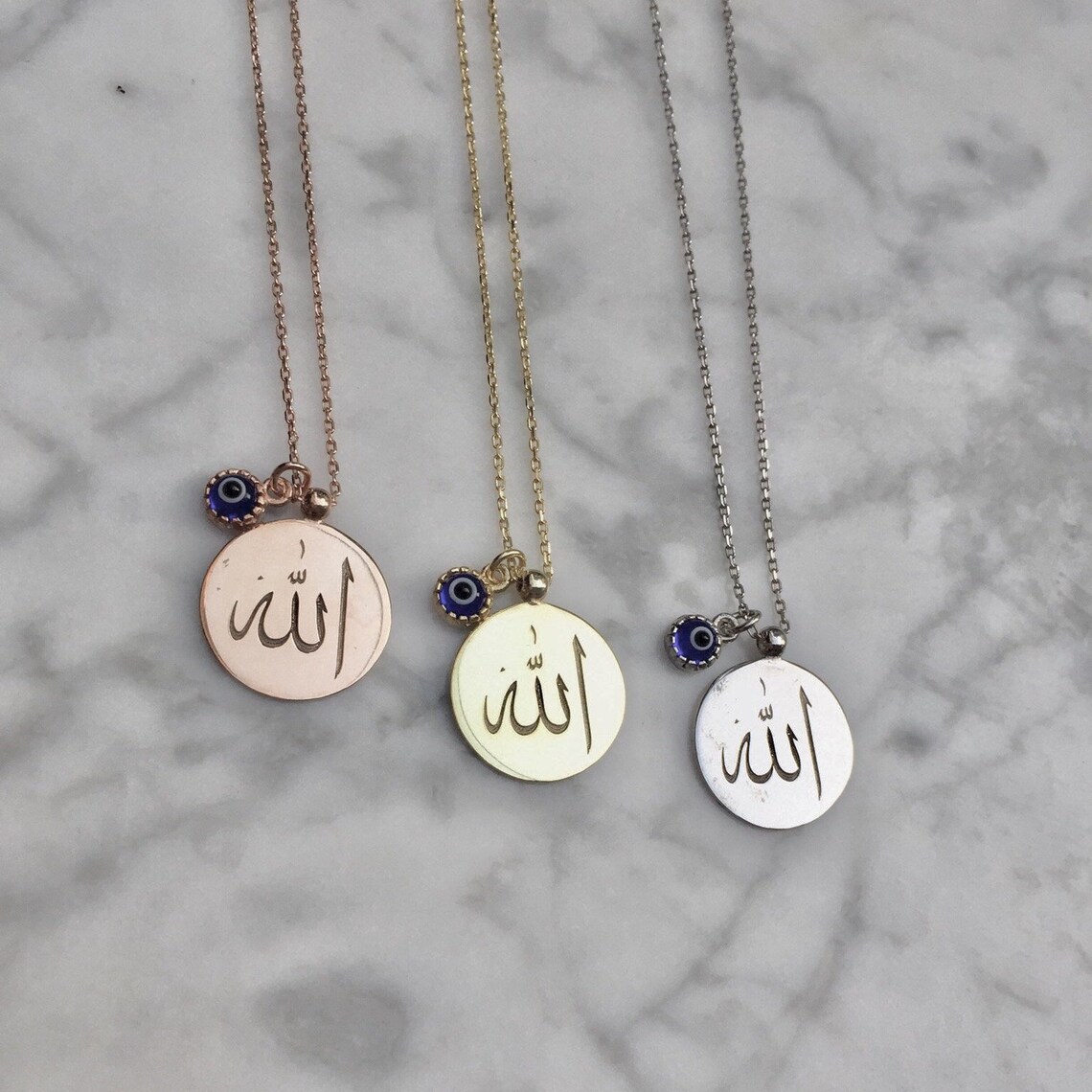 Islamic God Name Plate Necklace, Holy Arabic Allah Pendant, Faith ...