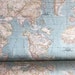 WORLD MAP Cotton Fabric Retro Material Map Canvas Curtain Upholstery ...