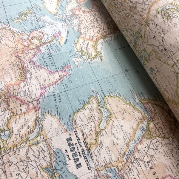 World Map Fabric - Etsy