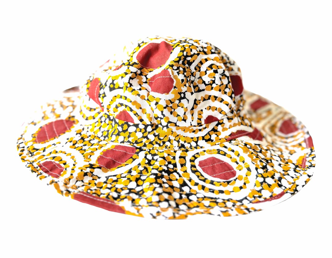 Aboriginal Bucket Hat With Ties - Various Sizes - Andy Tjilari ...