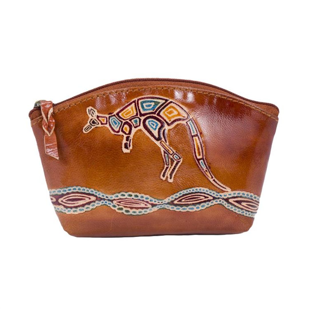 Aboriginal Utility Purse - River Kangaroo, Tan - Australia, Indigenous ...
