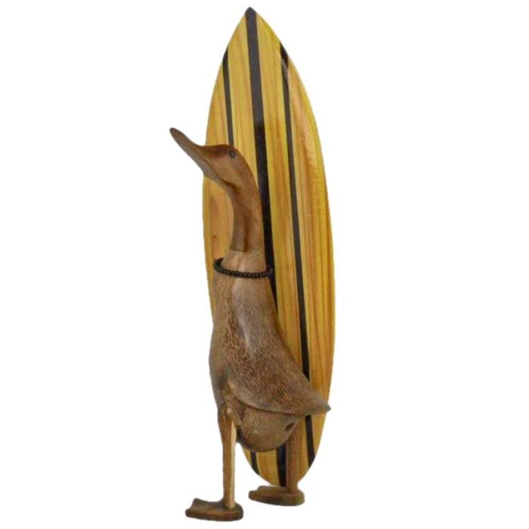 Surfing Duck Figurine, 54cmh Board on Back Wooden, Timber Gift ...