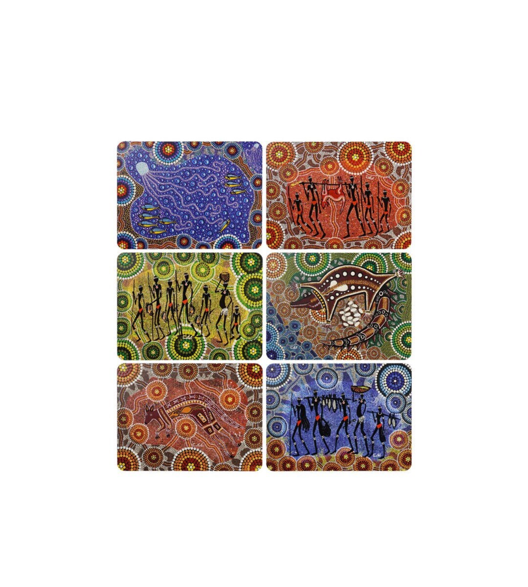 6 Placemats + 6 Coasters - Made in Australia - Cork Backed - Aboriginal ...