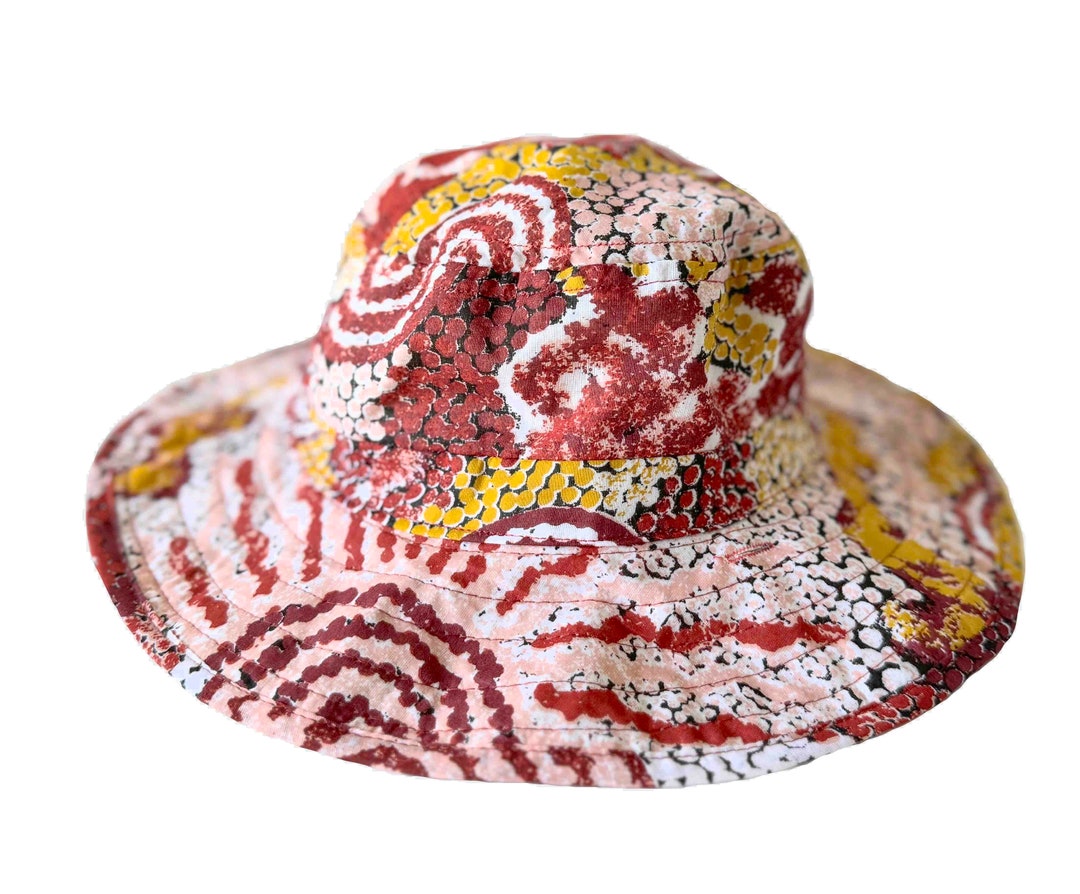 Aboriginal Bucket Hat With Ties Various Sizes Damien & Yilpi Marks ...