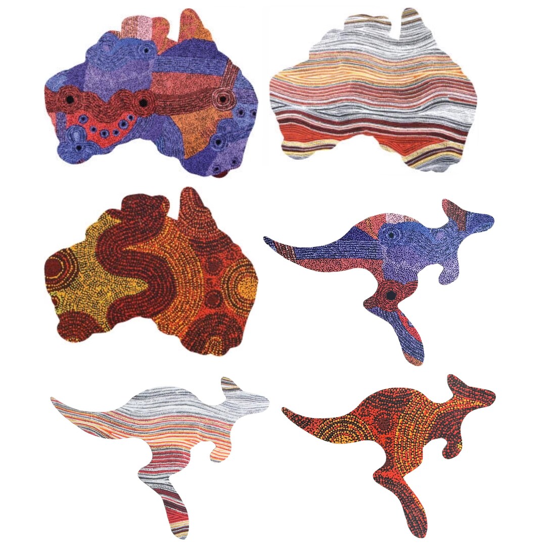 Aboriginal Magnet X 1 Kangaroo, Map of Australia Made in Australia ...