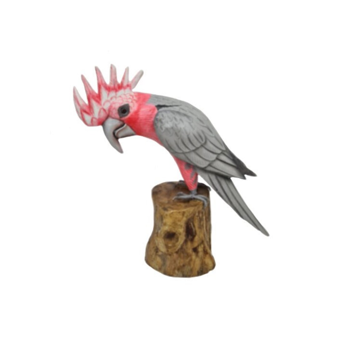 Australian Pink Galah Bird on Perch (31cmh, 12cmh) - Standing Ornaments ...