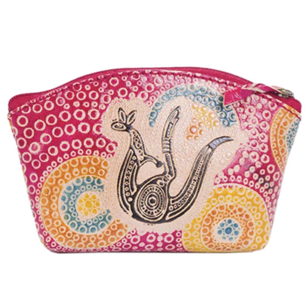 Ladies Coin Purse, Cosmetic Bag, Makeup Bag - Aboriginal Art - Leather ...