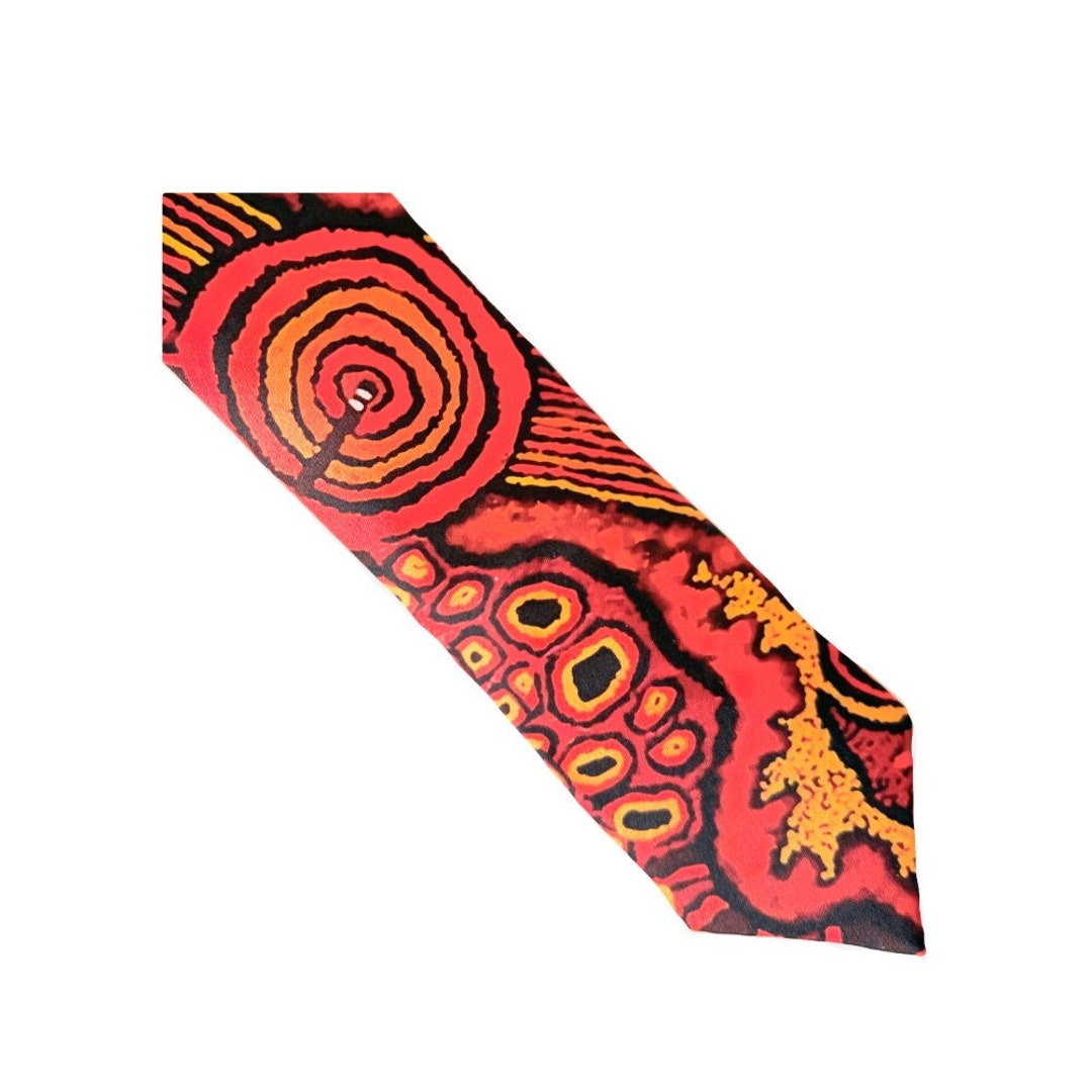 Aboriginal Tie - Gift Boxed - Damien & Yilpi Marks, Orange - Polyester ...