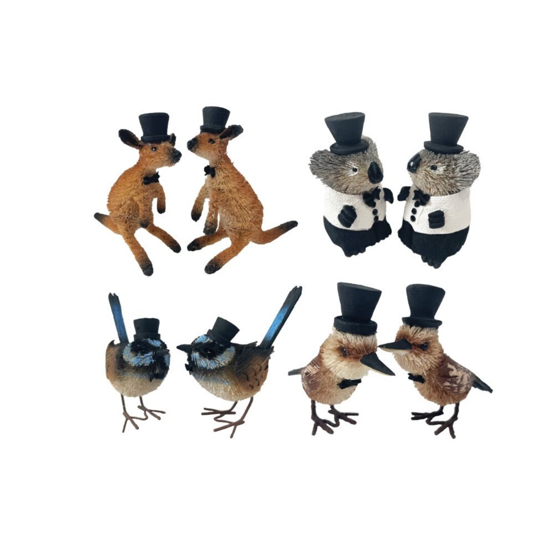 Australian Wedding Cake Topper - Groom & Groom - Gay, LGBTIQ - Koala ...