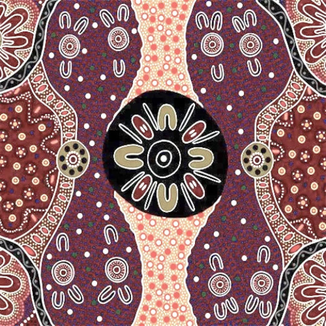 Aboriginal Fabric, Material Cotton Australian Women's Business Charcoal ...